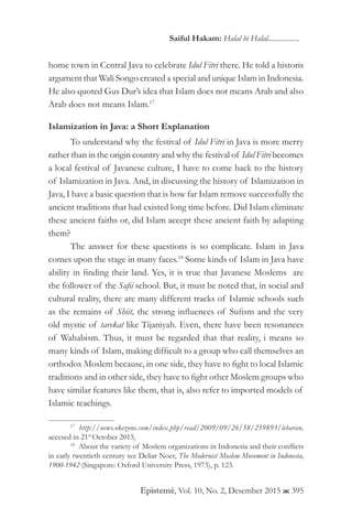 HALAL BI HALAL, A FESTIVAL OF IDUL FITRI AND IT’S RELATION WITH THE ...