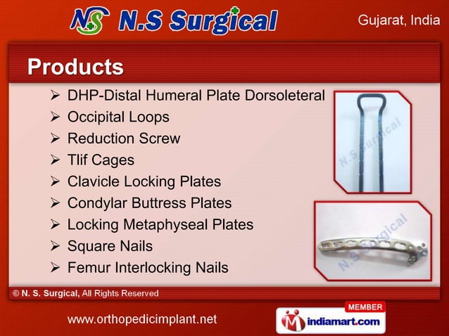 Orthopedic Implants & Instruments by N. S. Surgical, Ahmedabad | PPT