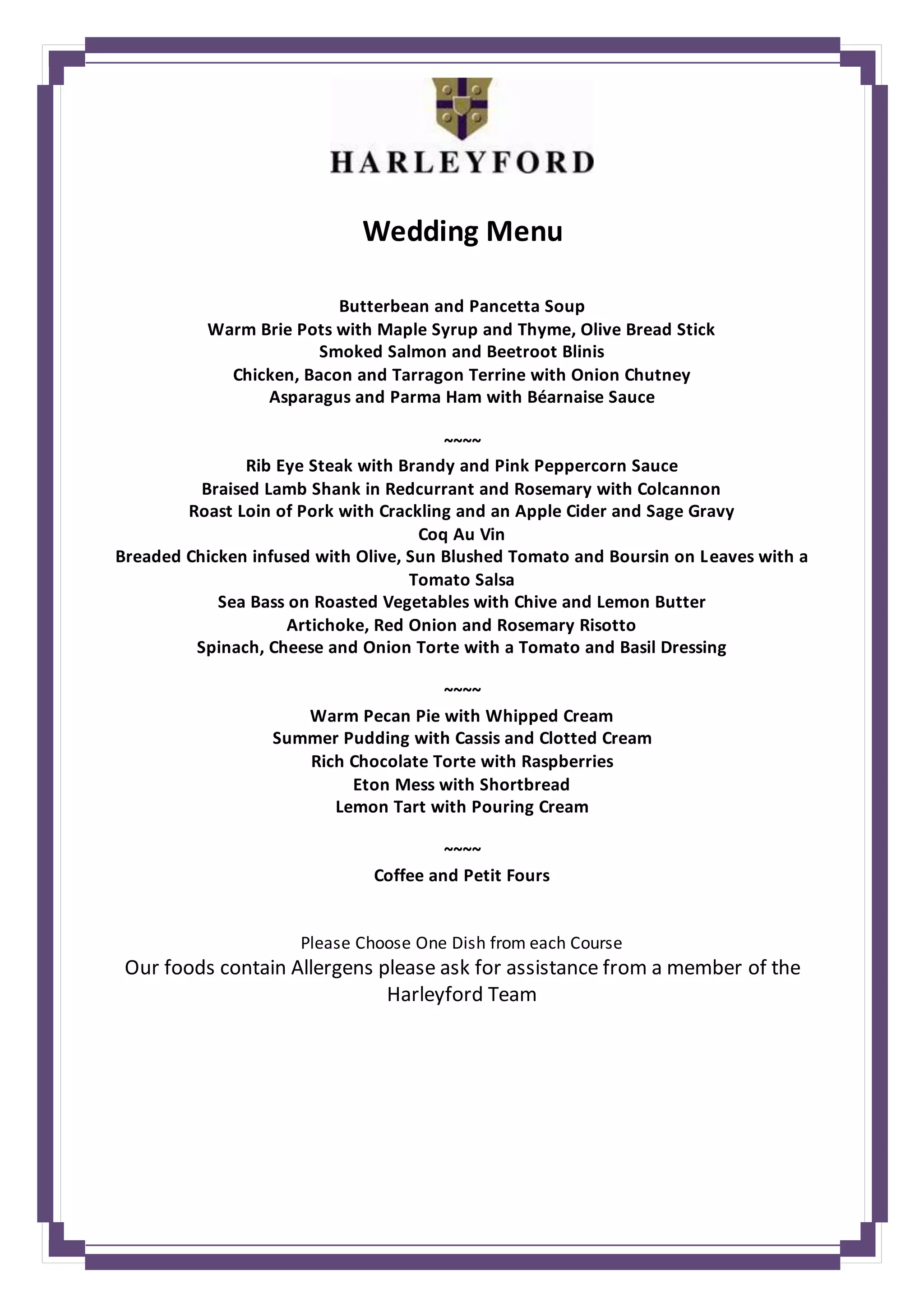 Wedding Breakfast Menu | DOCX | Desserts and Baking | Food & Drink