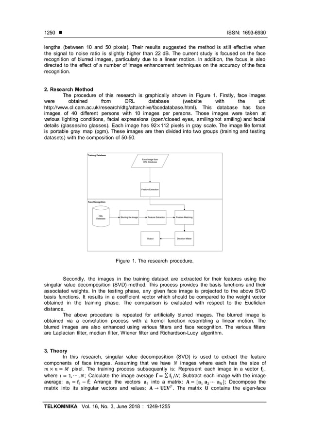 Face Recognition on Linear Motion-blurred Image | PDF