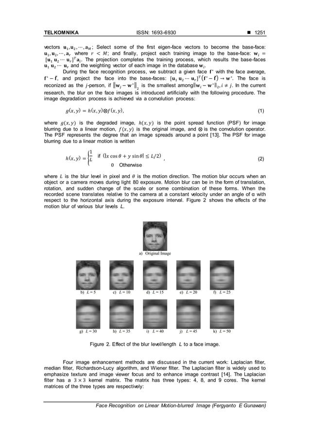 Face Recognition on Linear Motion-blurred Image | PDF
