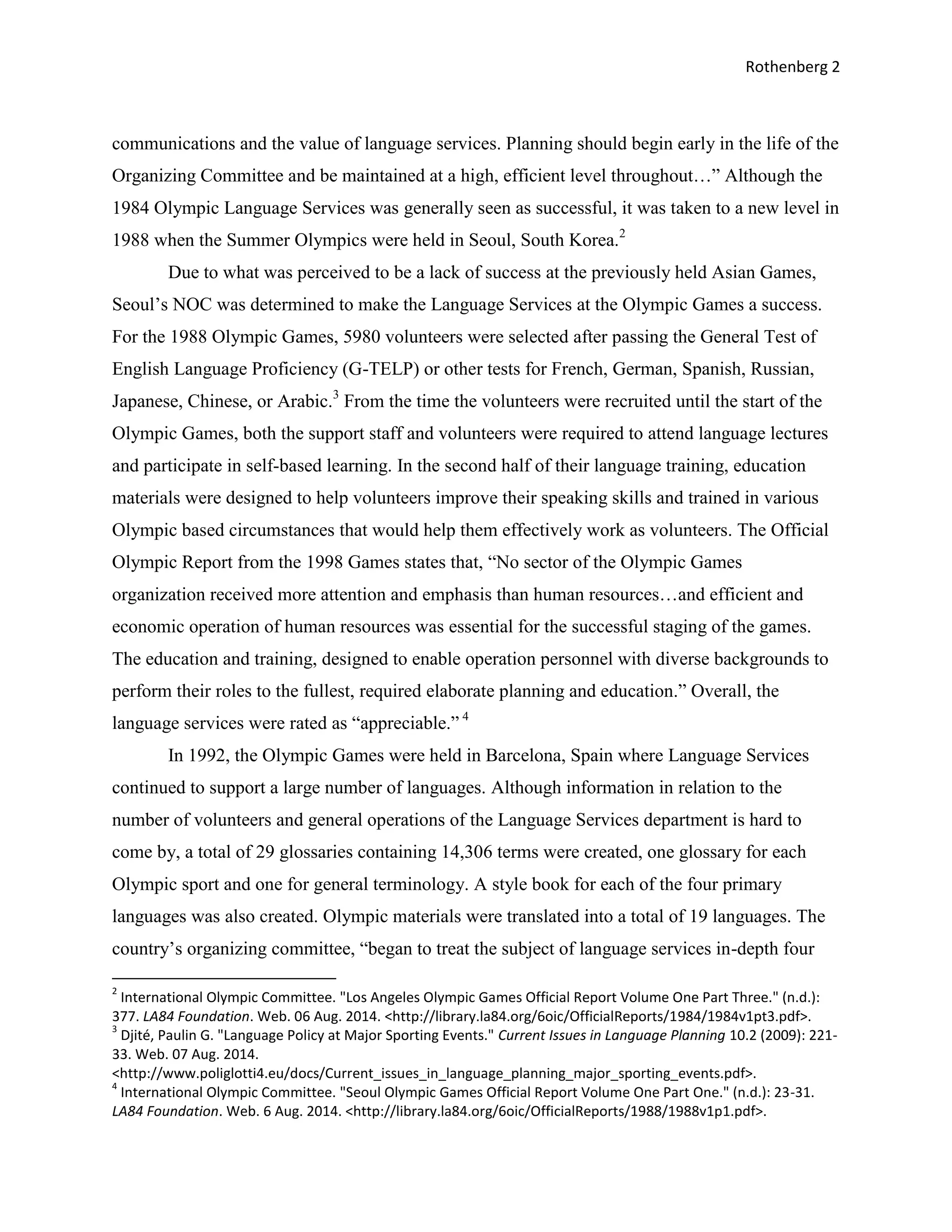 Olympic English Report | PDF