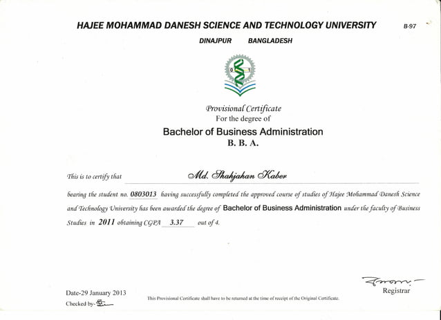 BBA CERTIFICATE | PDF
