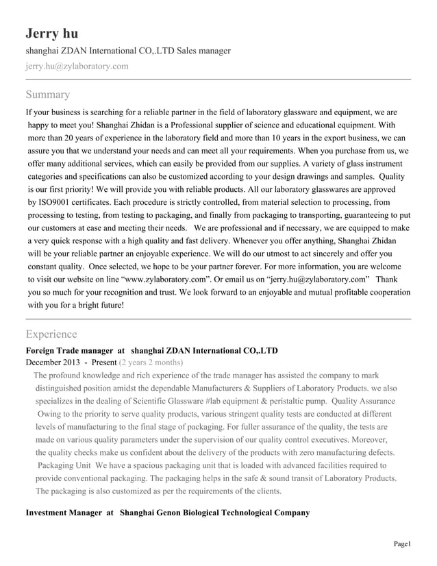 Jerryhu english version | PDF | Manufacturing Industry | Industries