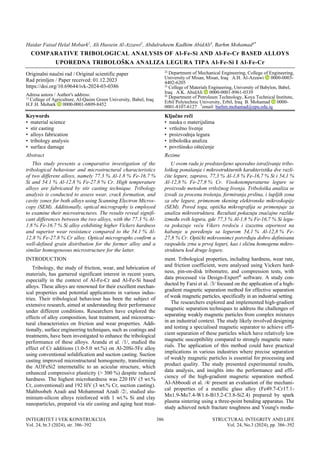Comparative tribological analysis of Al-Fe-Si and Al-Fe-Cr based alloys | PDF
