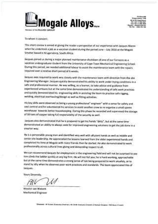 Ruukki Mogale Alloys Letter | PDF