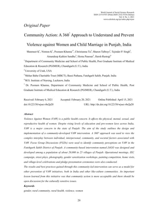 Community Action: A 360° Approach to Understand and Prevent Violence ...