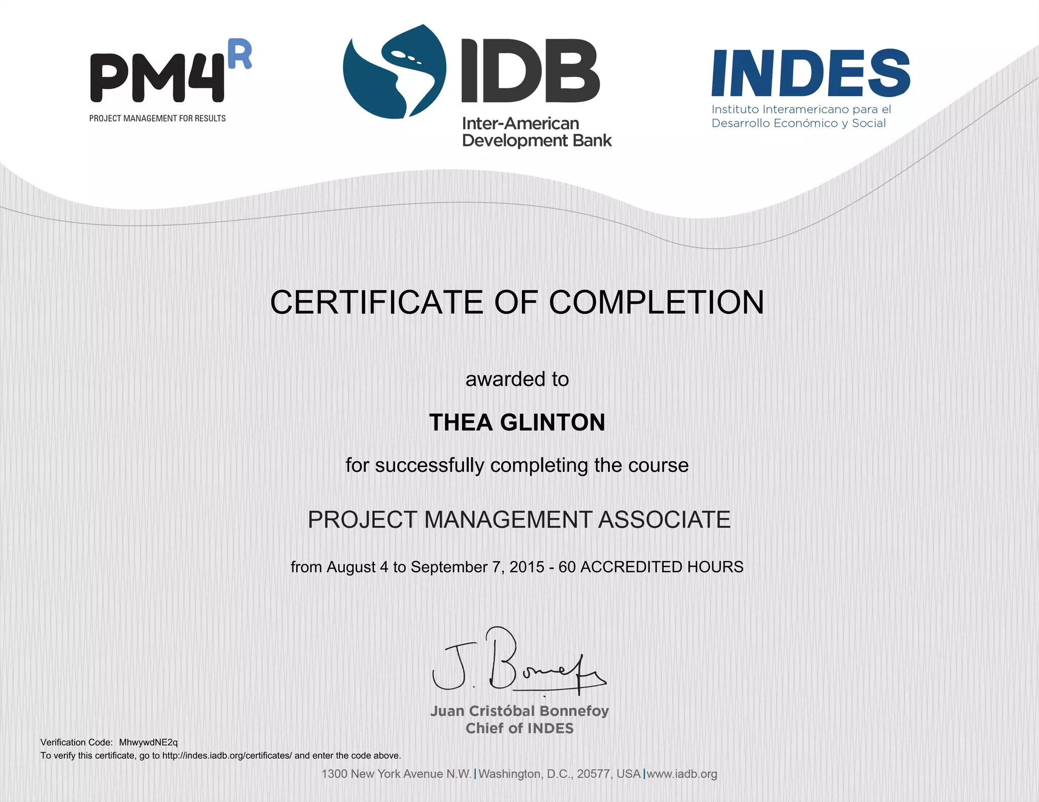 PMA-BAH-2015-01_Certificate of participation | PDF