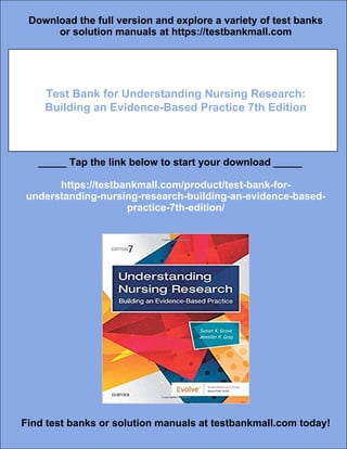 Test Bank for Understanding Nursing Research: Building an Evidence ...