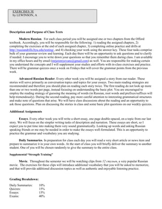 Russian Syllabi (beg, int, adv) | PDF | Educational Assessment | Education