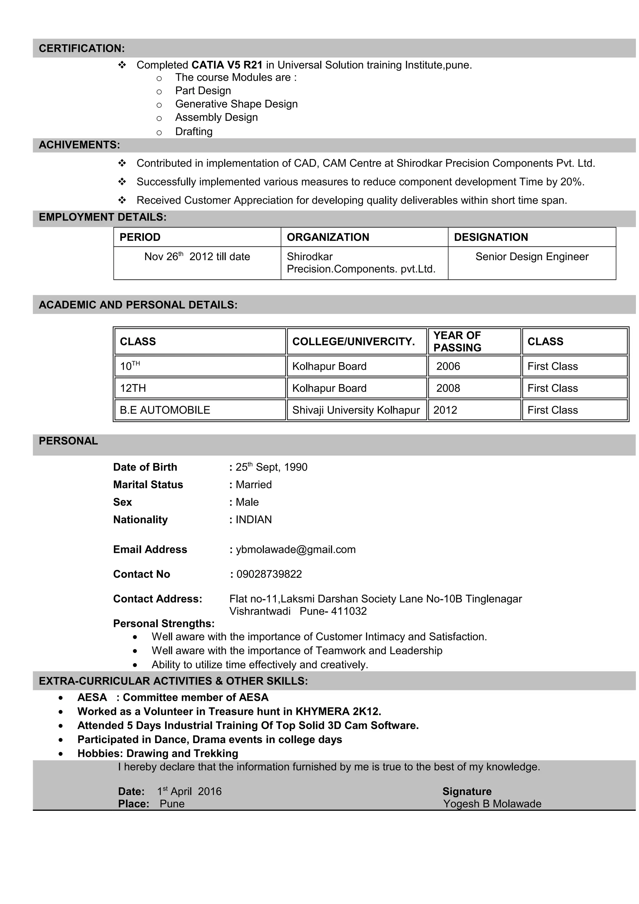 Yogesh_Molawade Resume | PDF