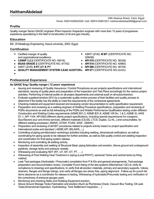 haitham abdelaal CV | PDF