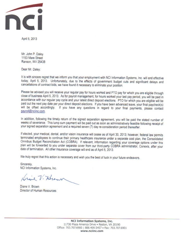 Lay-Off Letter | PDF