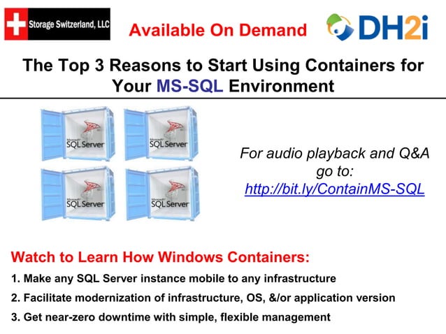 Webinar: Top 3 Reasons To Start Using Containers For MS-SQL | PPT