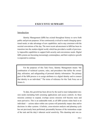 NSTC Identity Management Task Force Report Executive Summary | PDF