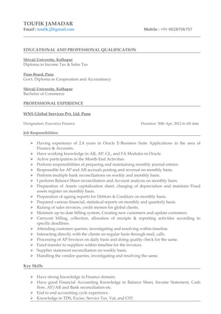 Resume - Toufik Jamadar | PDF