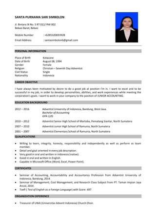 SANTA PURNAMASARI SIMBOLON Baru | PDF