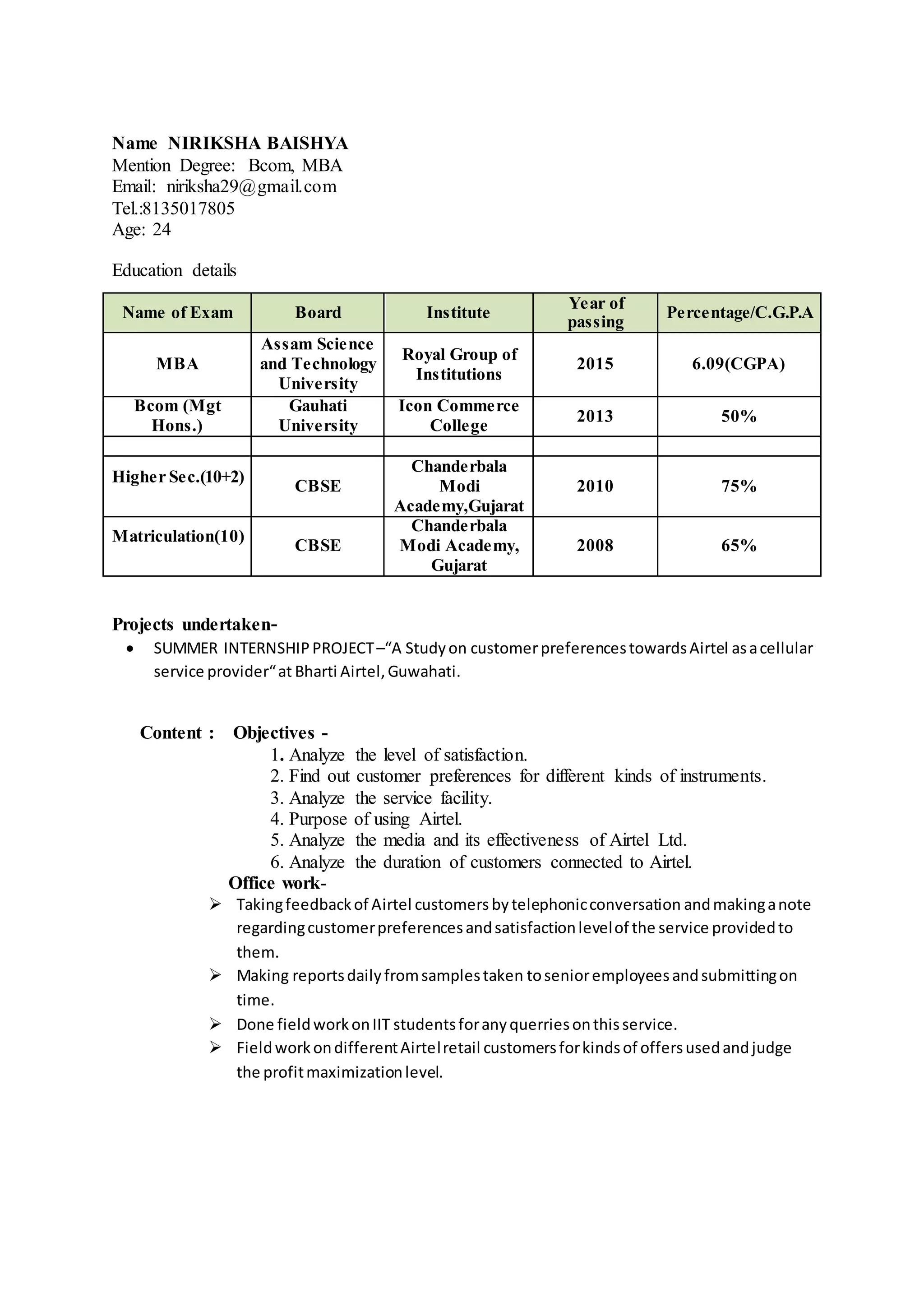 Resume format - 2 | DOCX