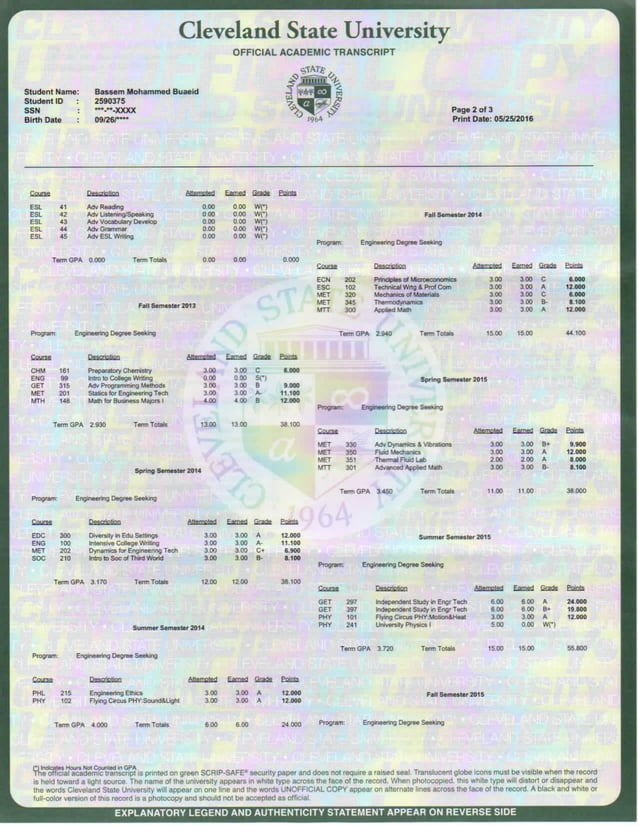 univeristy transcript | PDF