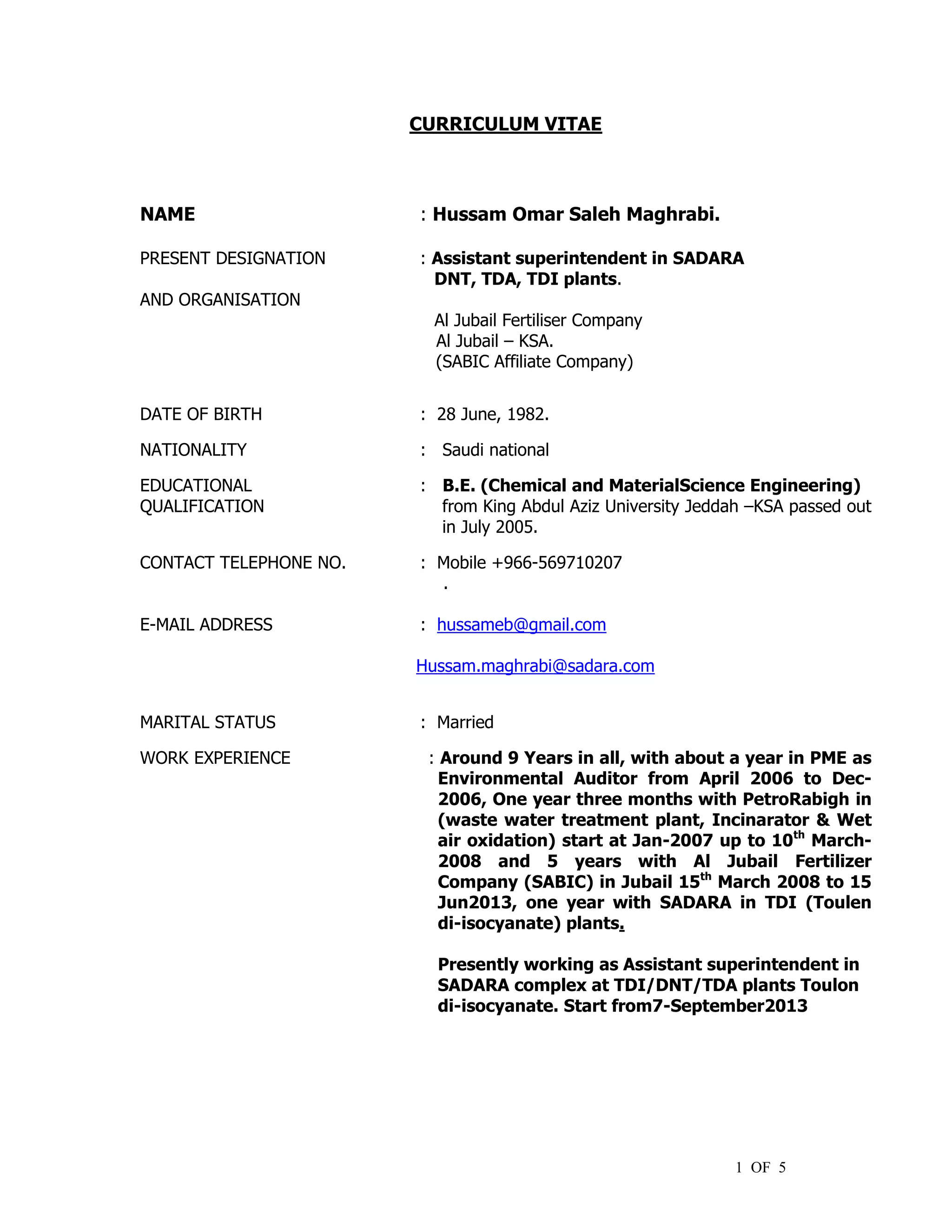 Hussam Maghrabi curriculum vitae1 | PDF