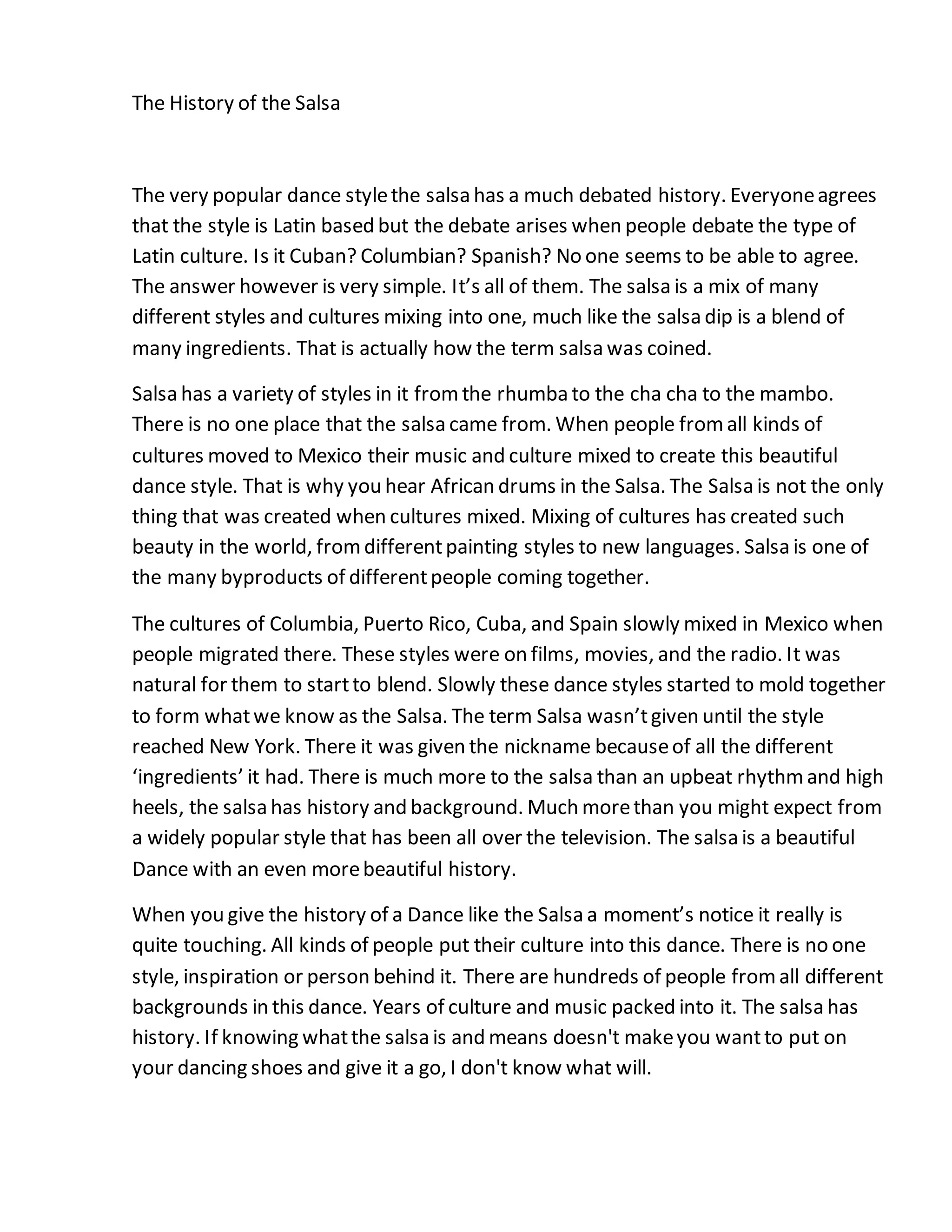 the history of the Salsa | DOCX