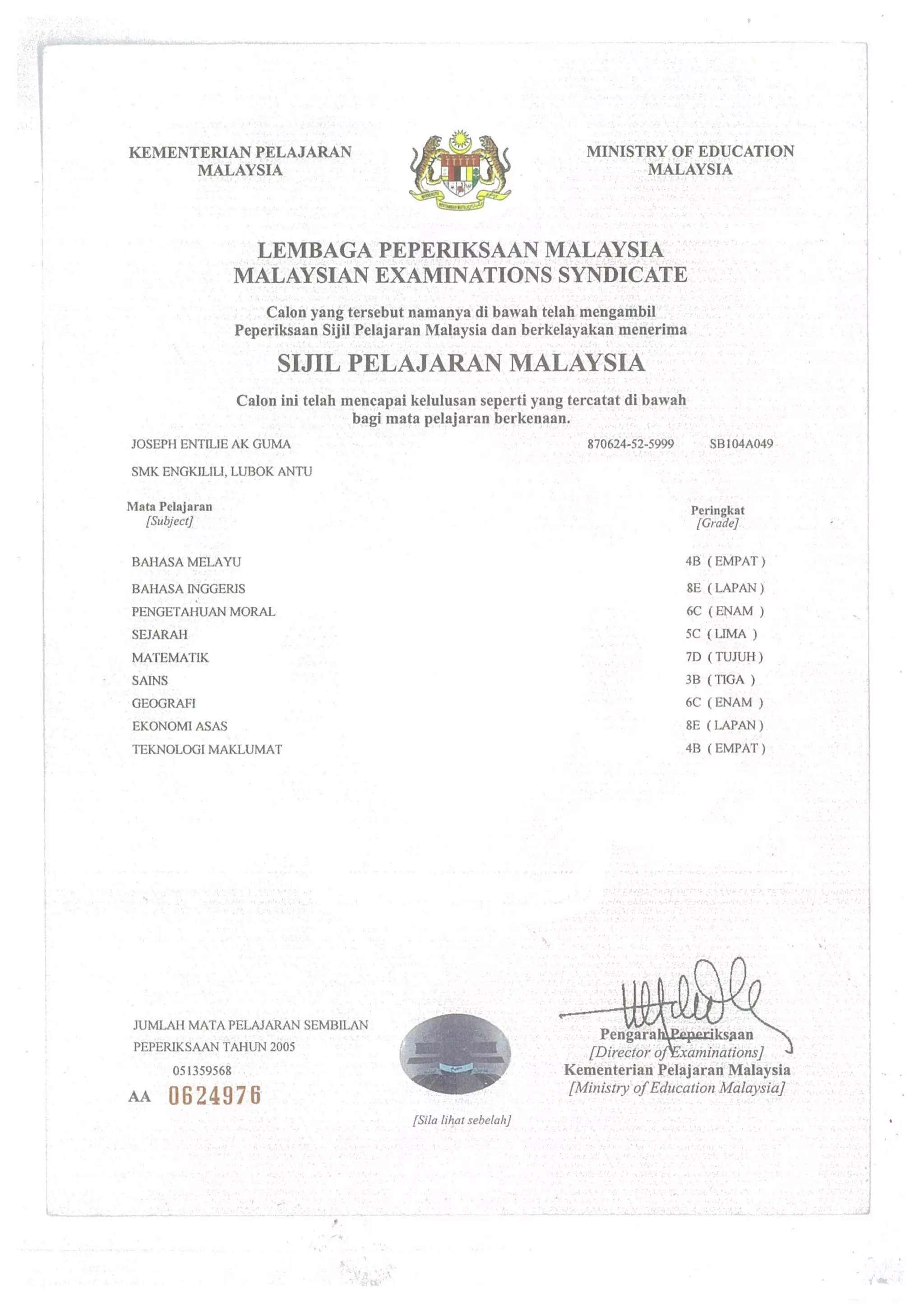 Sijil Pelajaran Malaysia | PDF