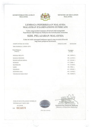 Sijil Pelajaran Malaysia | PDF