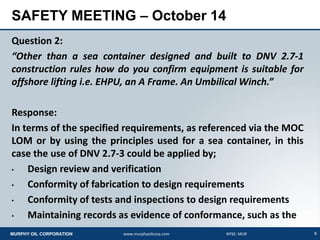 Safety Meeting - Lifting 6Oct14 | PPTX | Logistics | Business