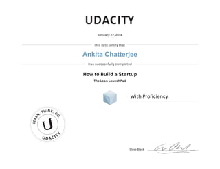 Udacity Startup certificate | PPT
