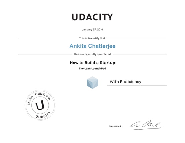 Udacity Startup certificate | PPT