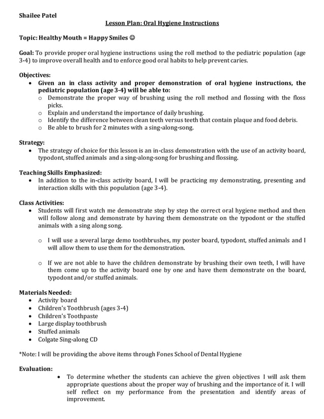 Lesson Plan OHI | PDF