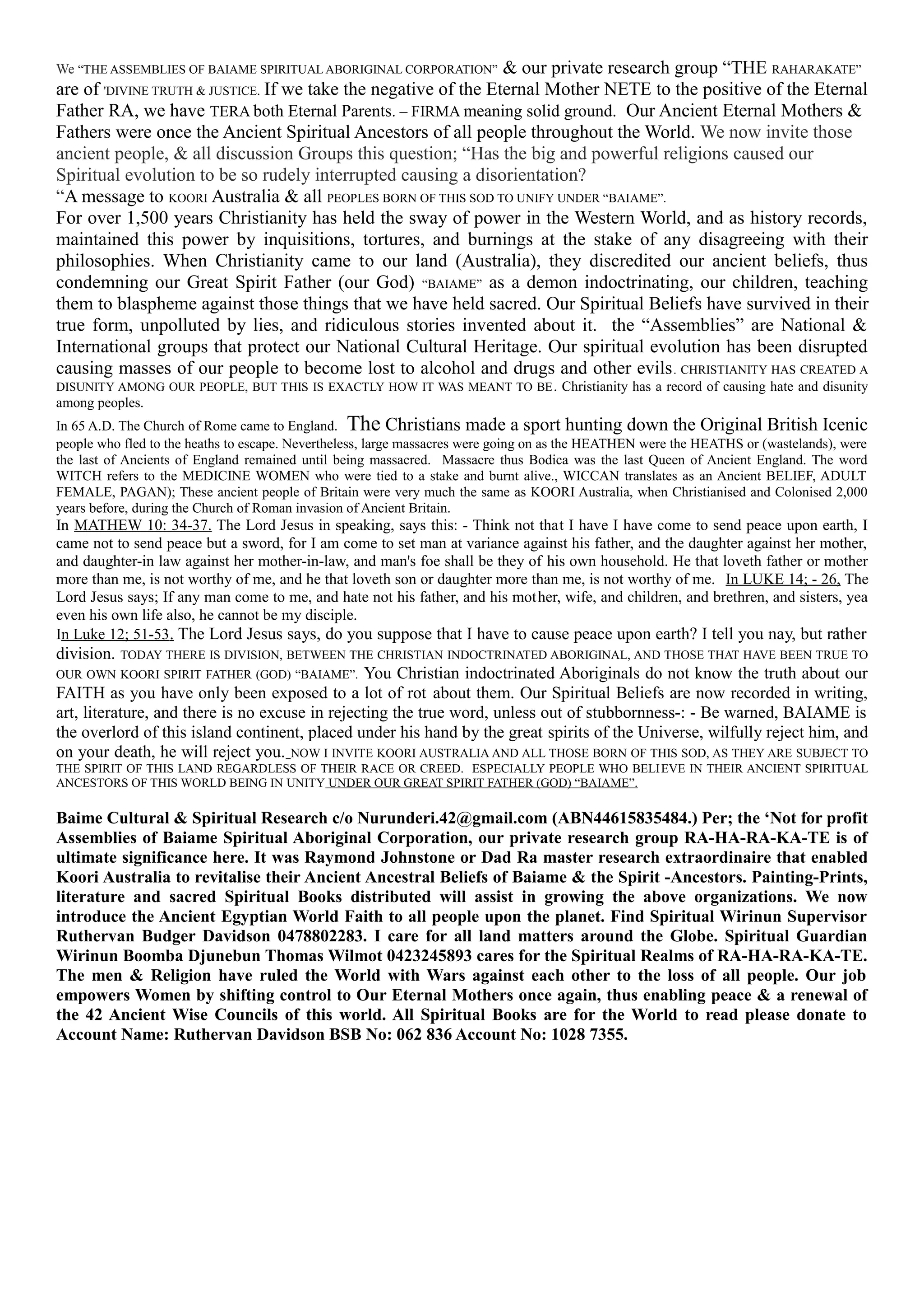 UNITY OF ABORIGINAL PEOPLE | ODT