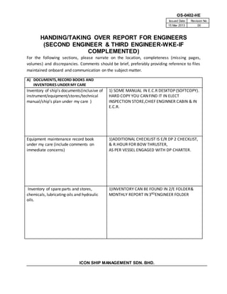 Form-OS-0402-HE- Handing Taking Over Report For Engineers rev00 NEW ...