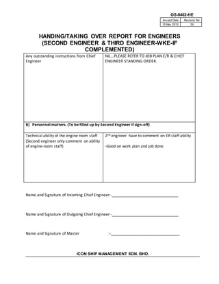 Form-OS-0402-HE- Handing Taking Over Report For Engineers rev00 NEW ...