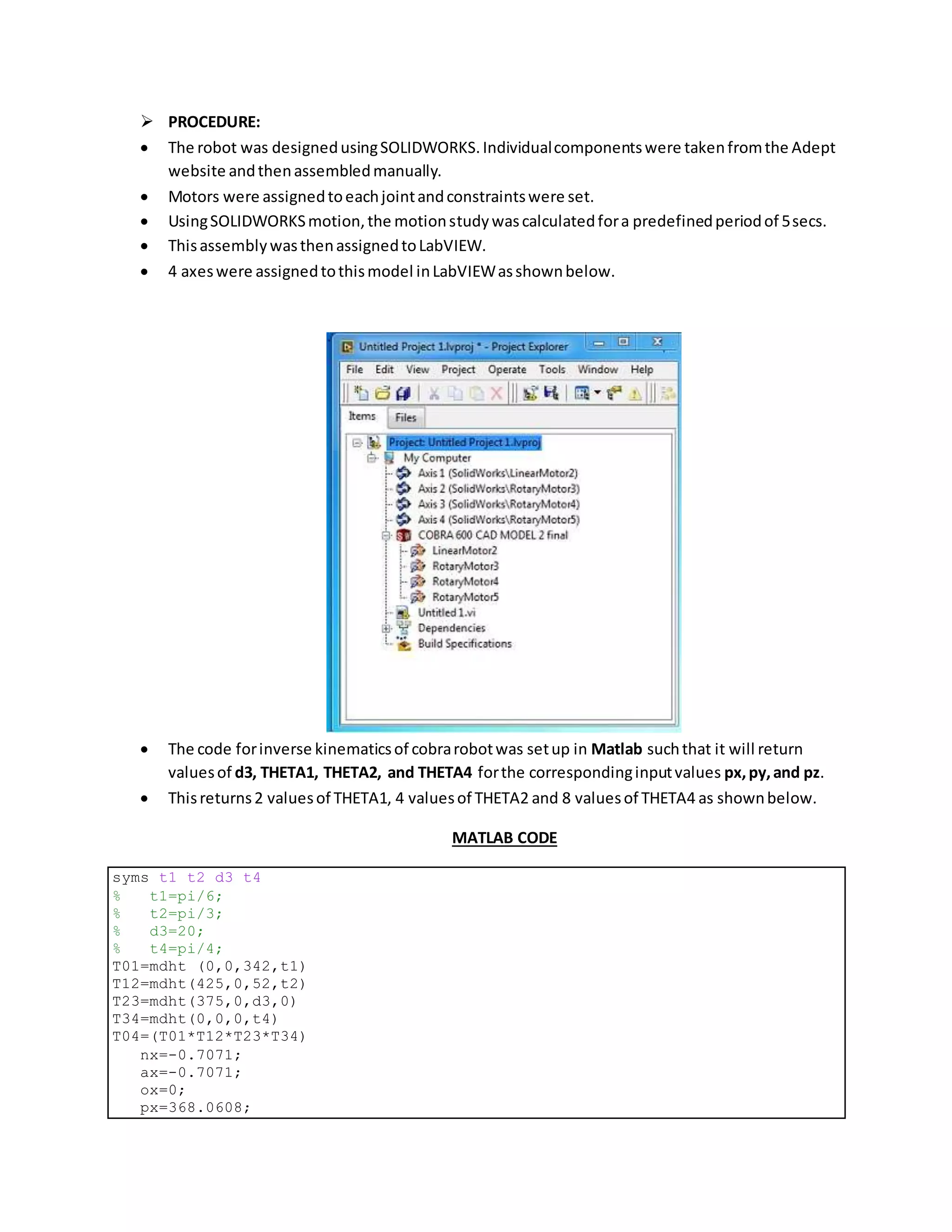 SOLIDWORKS LABVIEW INTERFACE FOR iCOBRA 600 ROBOT | DOCX | Computer Software and Applications ...