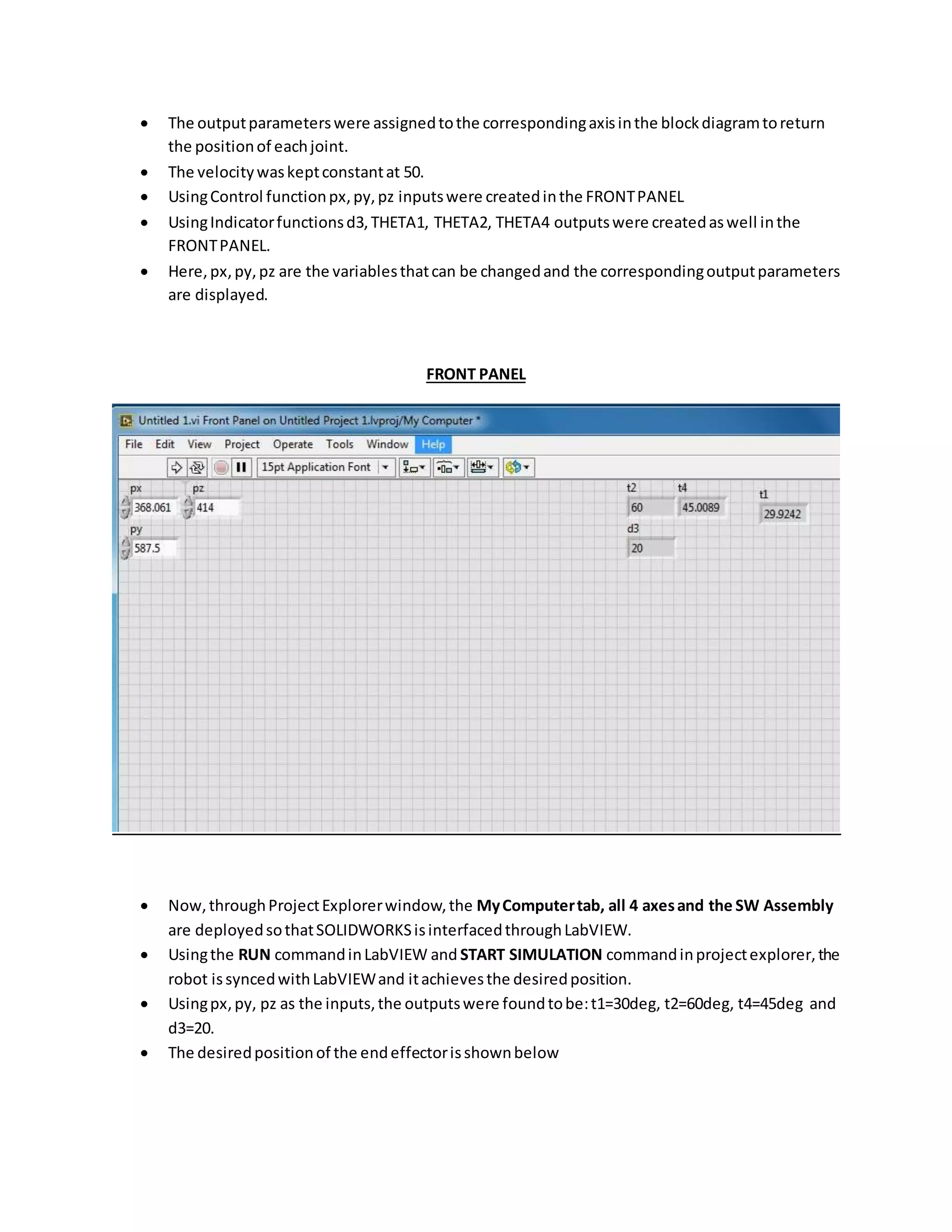 SOLIDWORKS LABVIEW INTERFACE FOR iCOBRA 600 ROBOT | DOCX