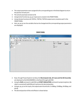 SOLIDWORKS LABVIEW INTERFACE FOR iCOBRA 600 ROBOT | DOCX