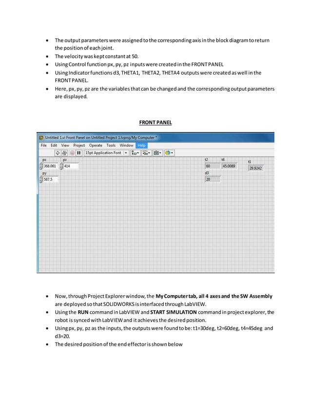 SOLIDWORKS LABVIEW INTERFACE FOR iCOBRA 600 ROBOT | DOCX | Computer ...
