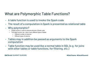 Polymorphic Table Functions: The Best Way to Integrate SQL and Apache Spark | PDF