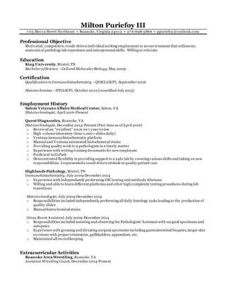 Milton Puriefoy III resume June 2016 | DOCX