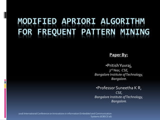 Modified Apriori Algorithm for Frequent Pattern Mining | PPTX