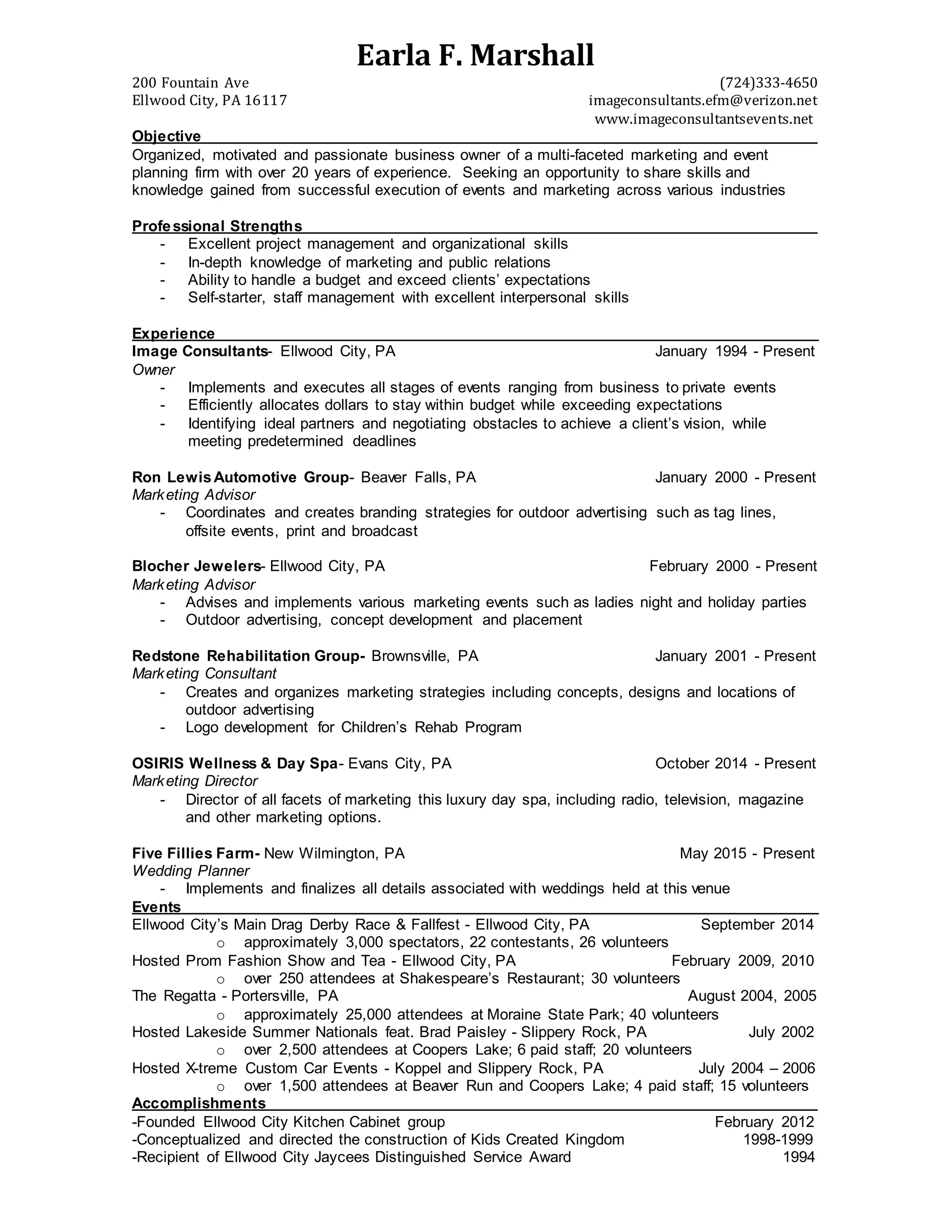 Earla's resume' 12-18-15 | DOCX