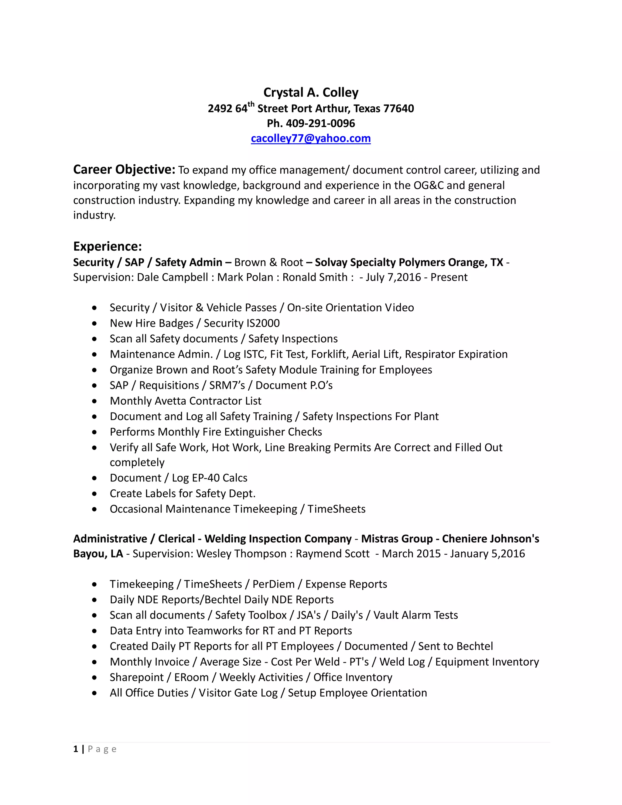 Resume - Crystal Colley - 2017 | PDF