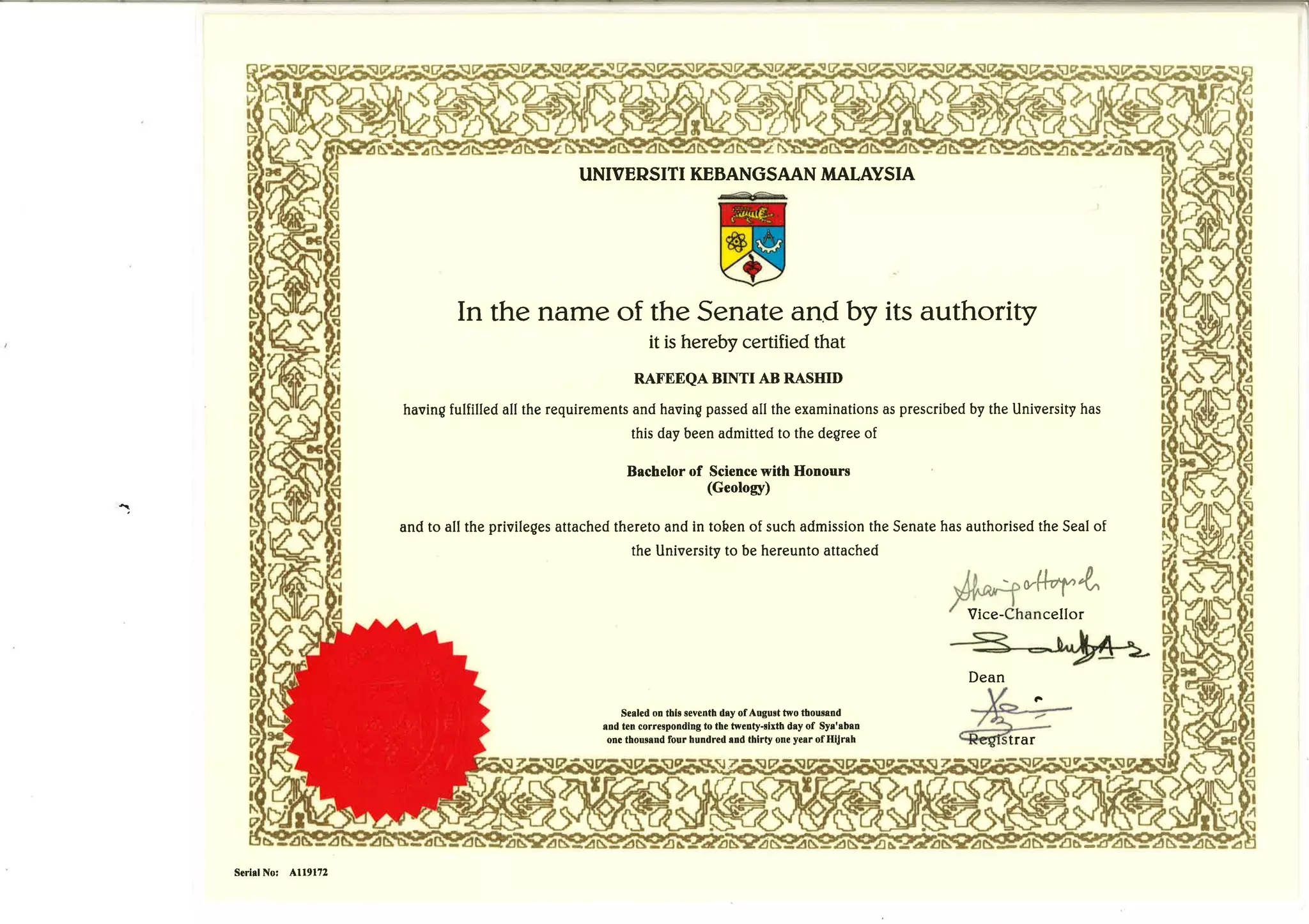 Degree Cert_Rafeeqa | PDF