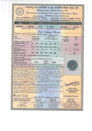 12th marksheet | PDF