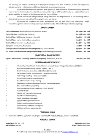 CV - Chris Gibbins | DOC | Civil Engineering Industry | Industries