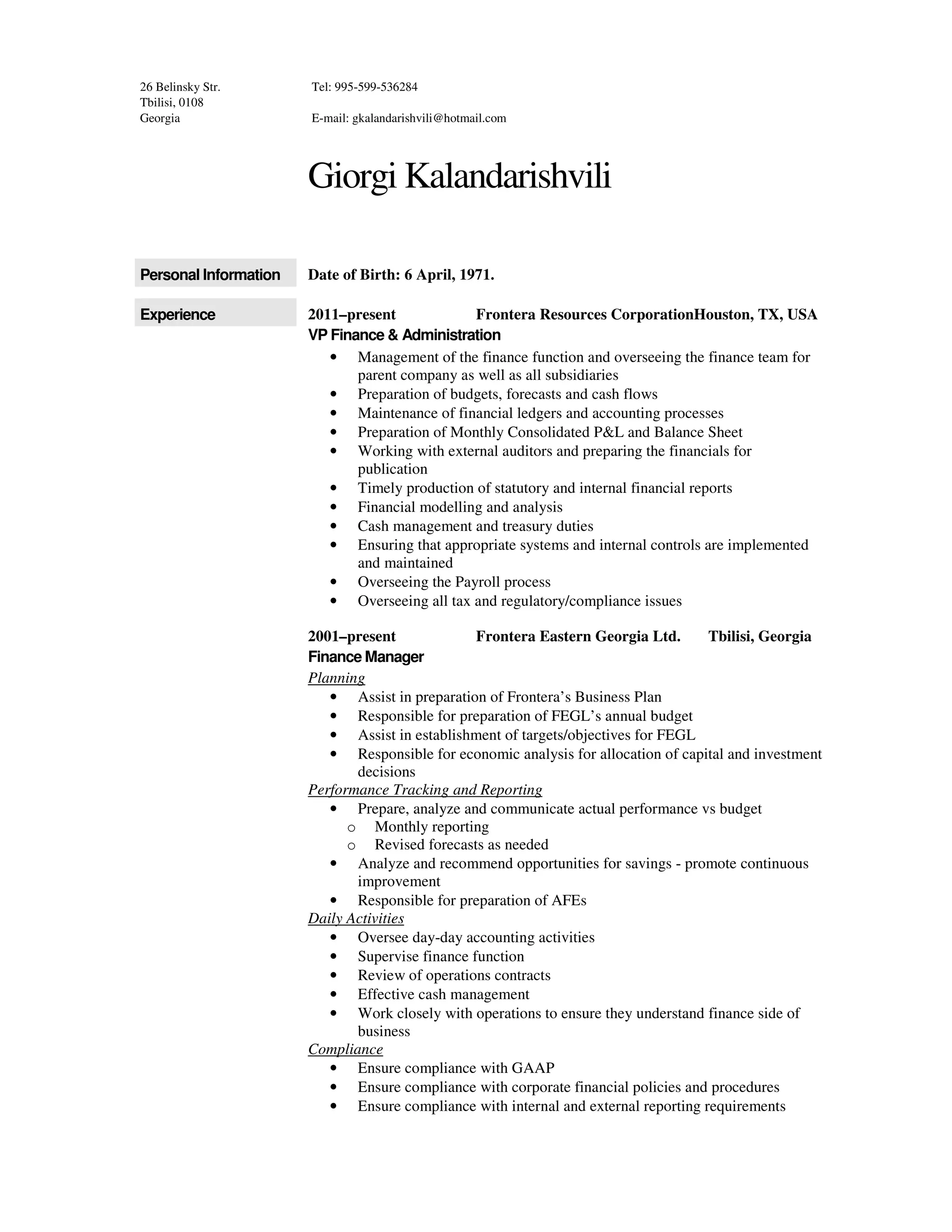 Resume - GK 2015 | PDF