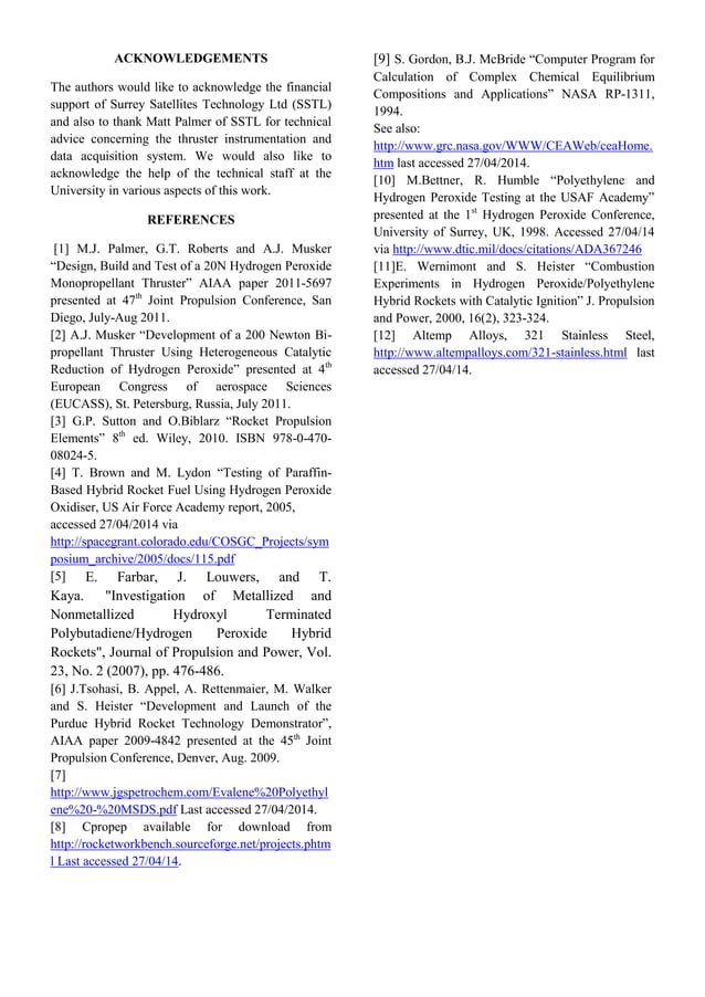 Development of A Small-scale Hybrid Thruster Using Hydrogen Peroxide as the Oxidiser-SP2014 ...
