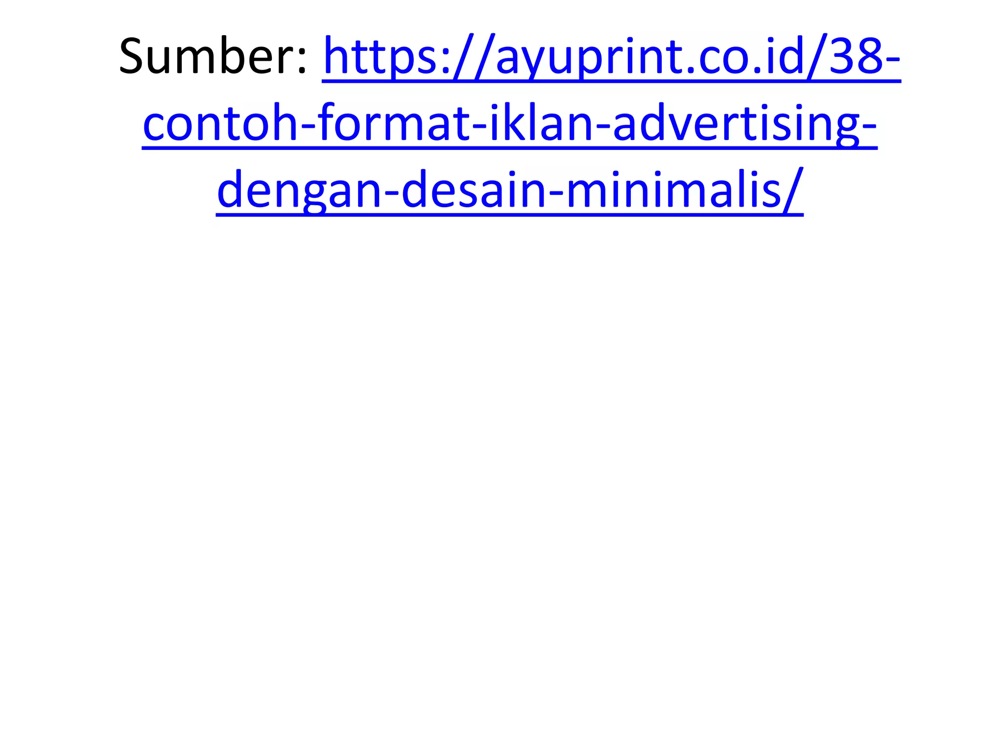 38 contoh format iklan advertising dengan desain minimalis | PPT