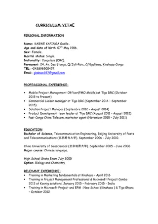 Gaelle KABWE resume | PDF